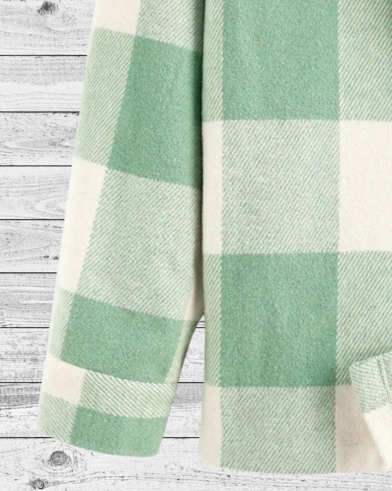 Mint Green Plaid Shacket Winter Wool Coat Plaid Flannel - Etsy