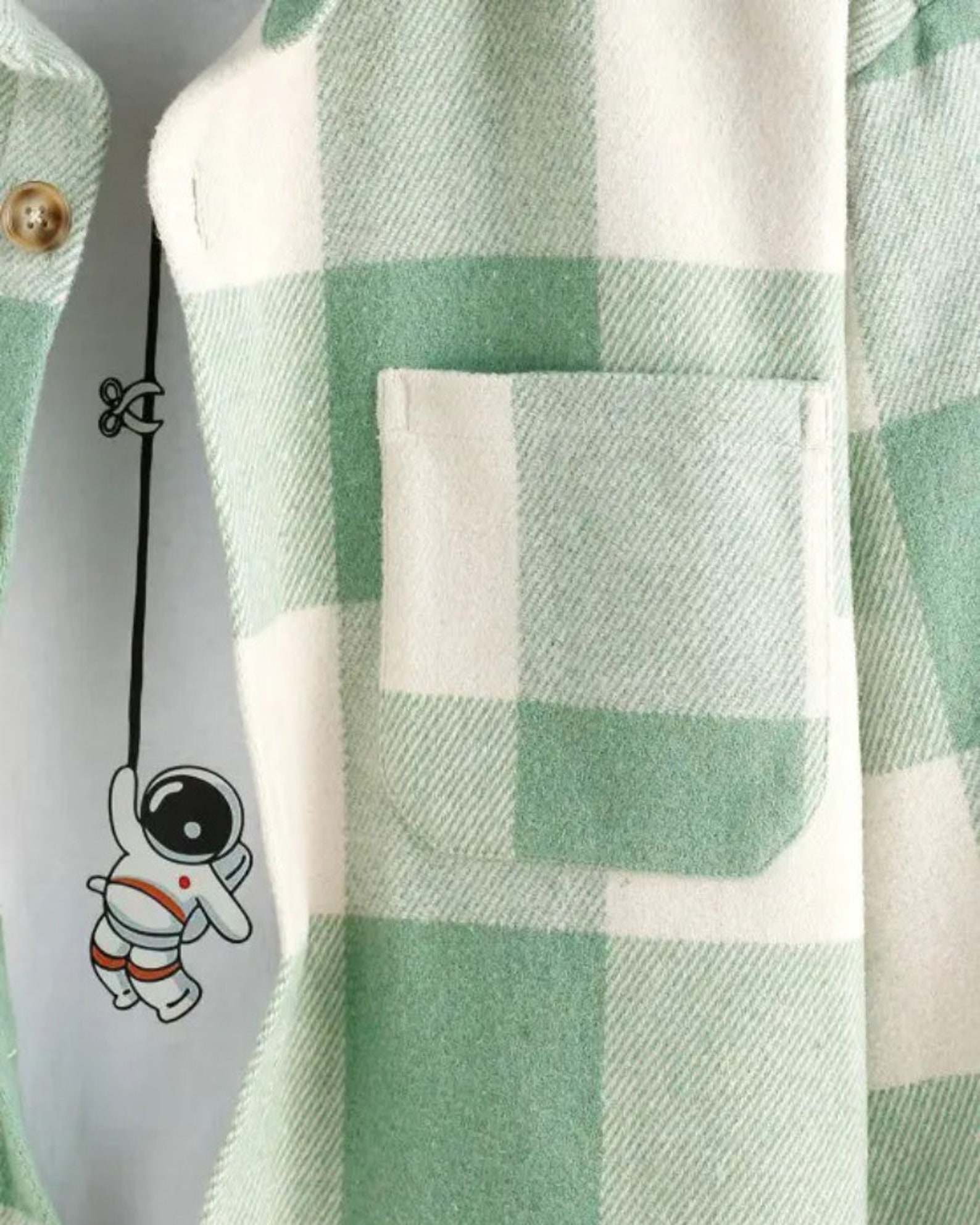 Mint Green Plaid Shacket Winter Wool Coat Plaid Flannel - Etsy