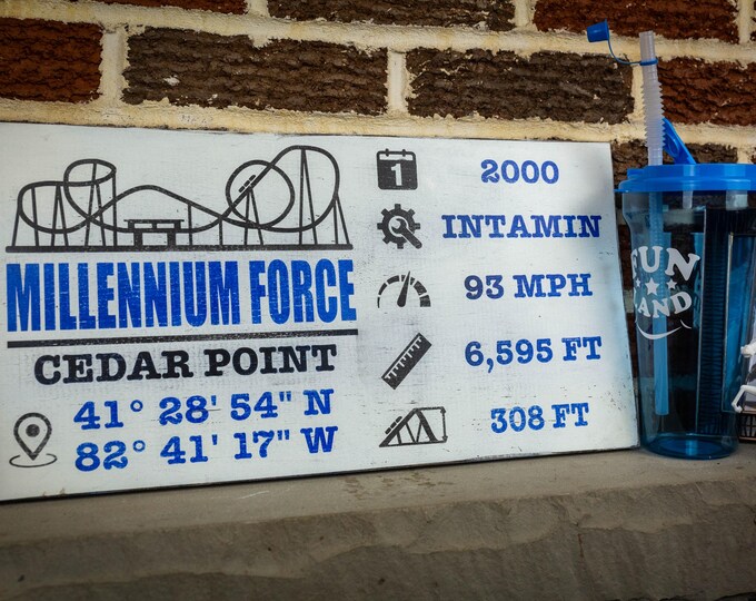 Cedar Point Roller Coaster Sign - Rustic Wooden Theme Park Wall Art ...