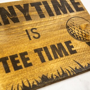 Anytime Tee Time Golf Wall Art Rustic Wooden Sign - Golf Decor - Golf ...