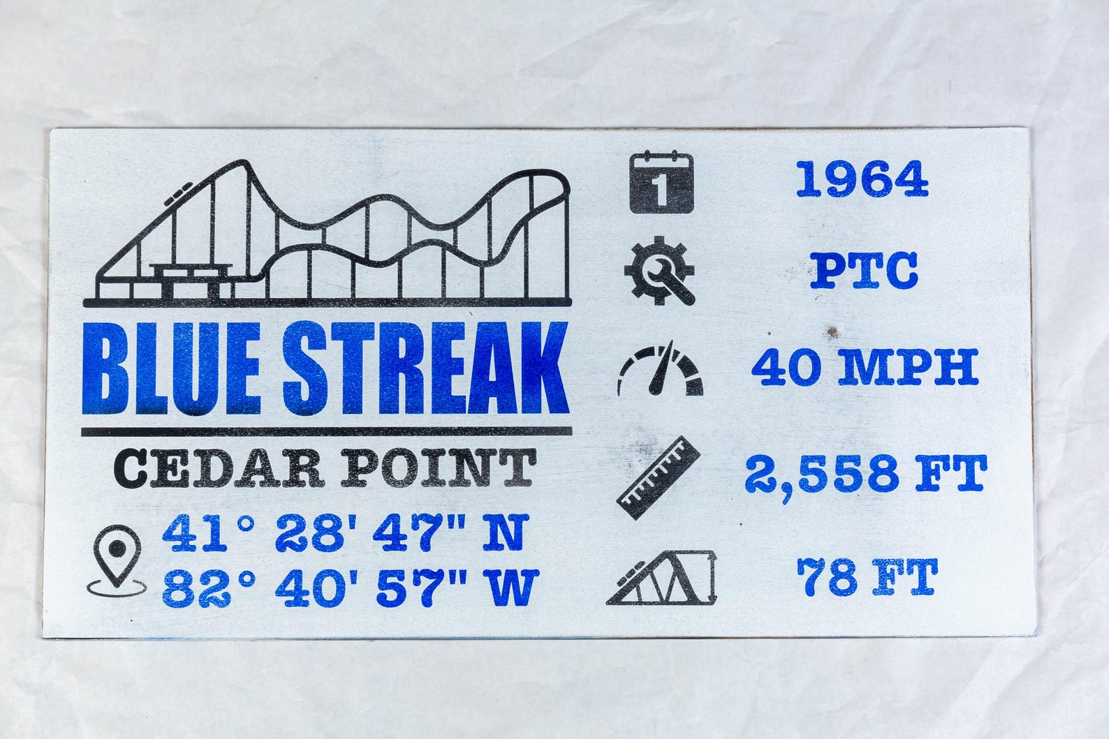 Cedar Point Roller Coaster Sign - Rustic Wooden Theme Park Wall Art ...