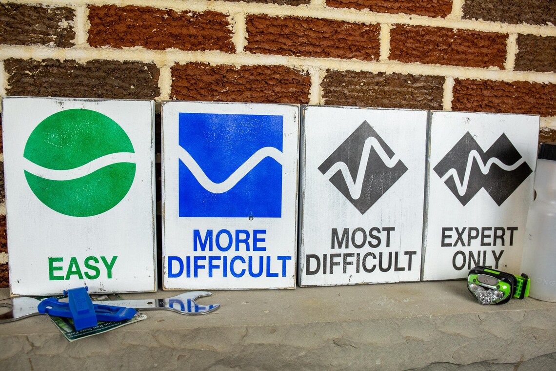 Mountain Bike Trail Difficulty Rustic Signs - Riding Level Handmade ...