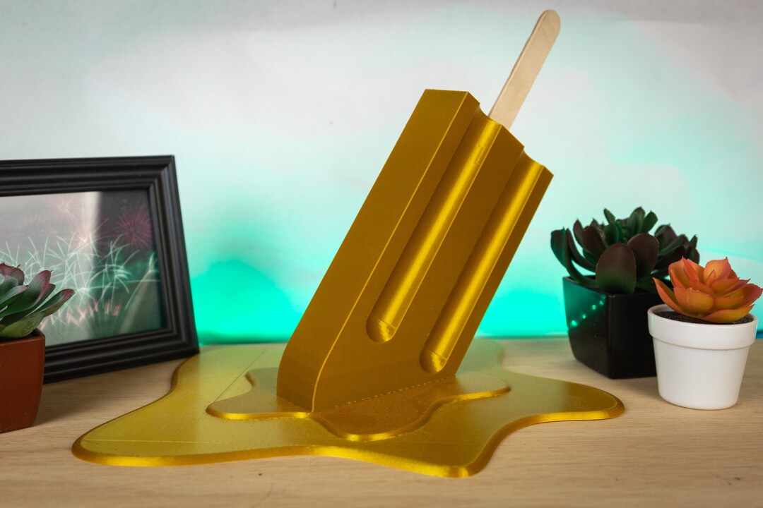 3D Printed XL Gold Melting Popsicle Modern Art Sculpture - Unique Ice ...