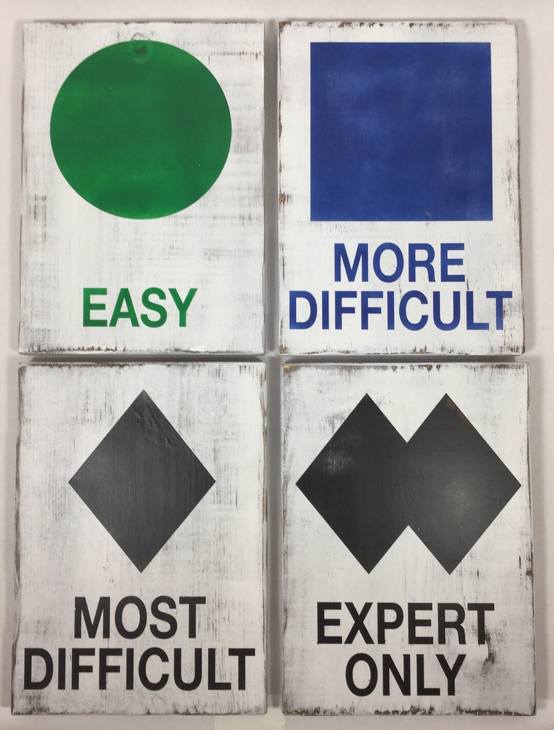 Ski Resort Trail Difficulty - Level Handmade Wood 4 Sign Set Cabin ...
