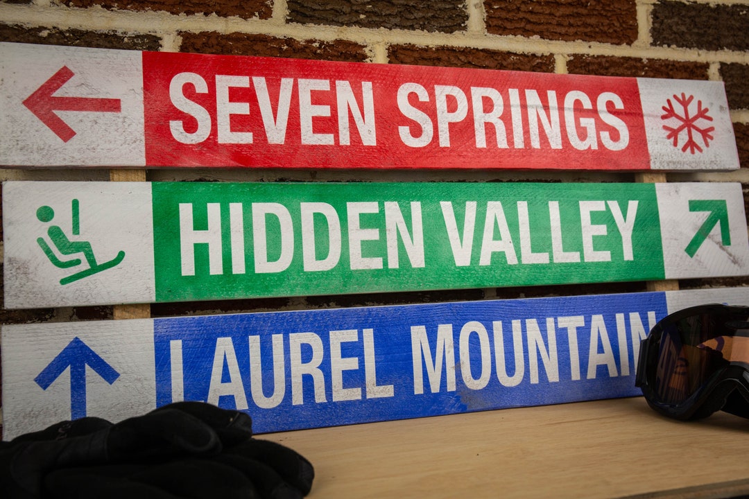 Laurel Highlands PA Ski Resorts Directional Signs - Seven Springs ...