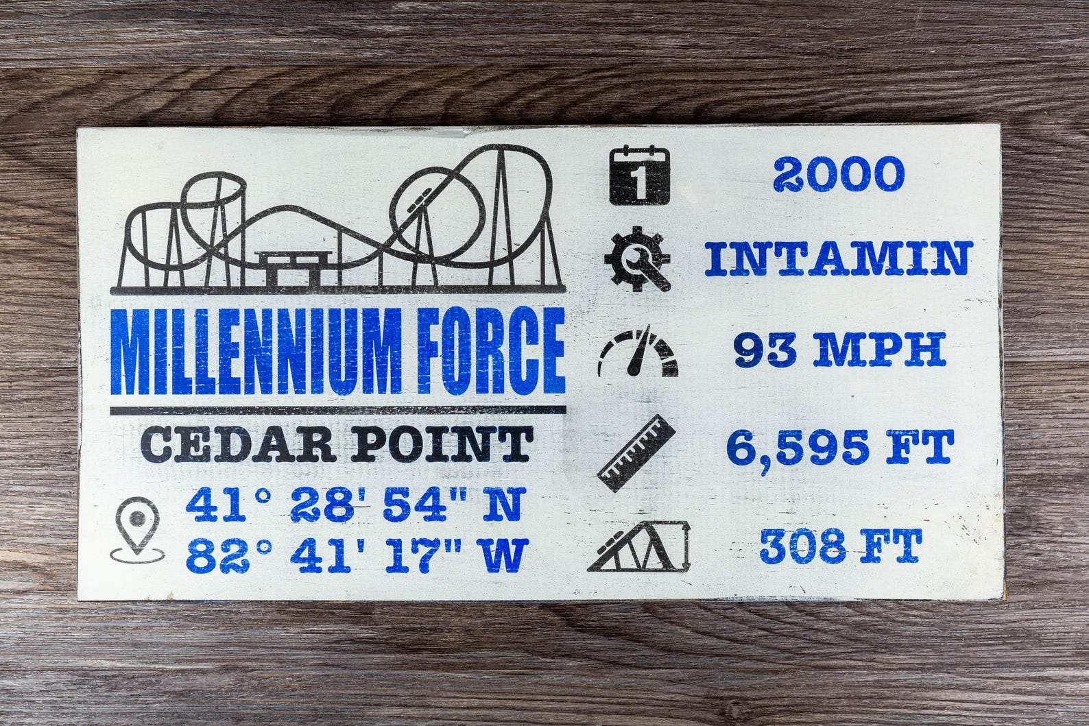 Cedar Point Roller Coaster Sign - Rustic Wooden Theme Park Wall Art ...