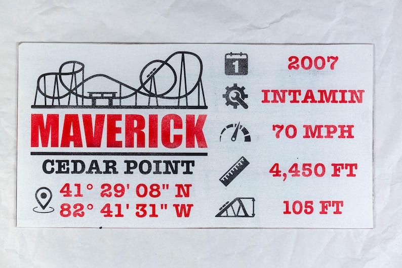 Cedar Point Roller Coaster Sign - Rustic Wooden Theme Park Wall Art ...