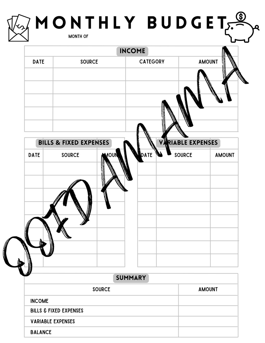 Monthly Money Budget Worksheet! Digital Downloadable Budgeting Tool ...