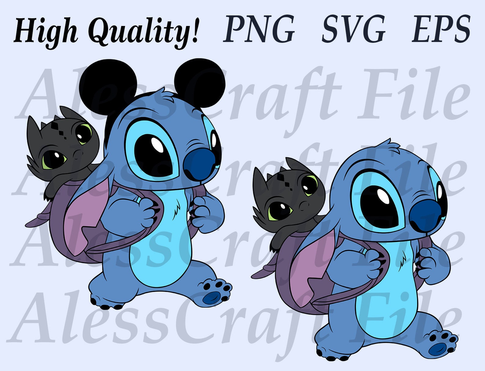 Stitch and Toothless Toy in Bag Color Set 4 /w Mickey's - Etsy