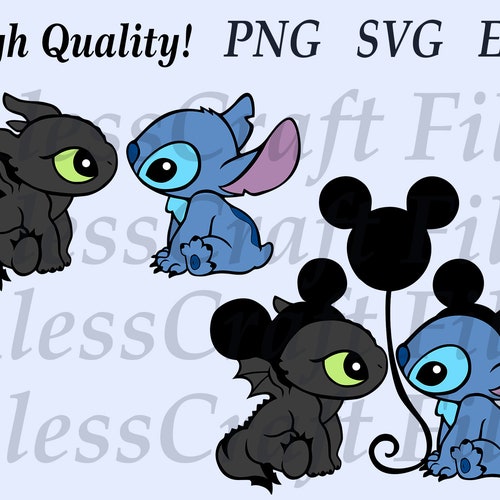 Toothless and Stitch Set 2 in Color Vector Layered Cut Custom - Etsy
