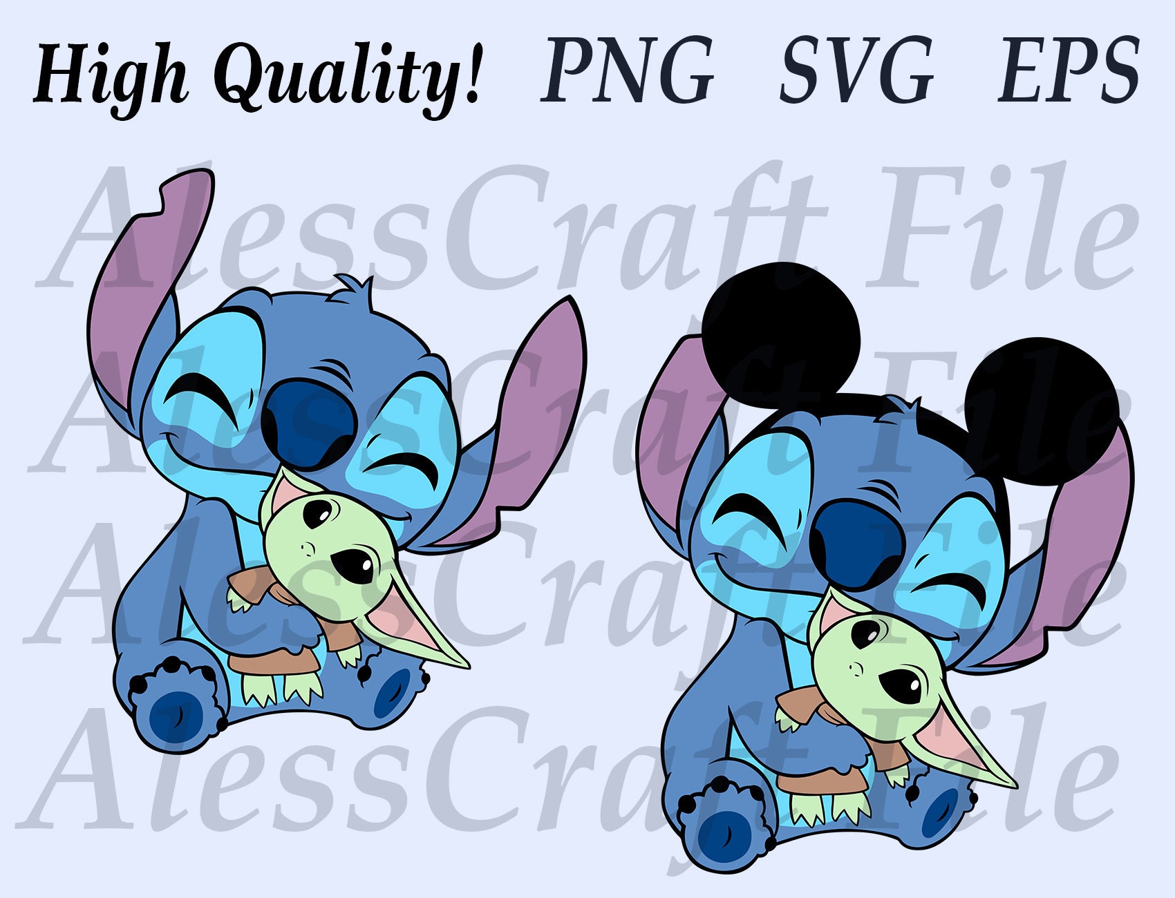 Stitch and Baby Yoda Toy 2nd Version in Color Set 4 W/ - Etsy
