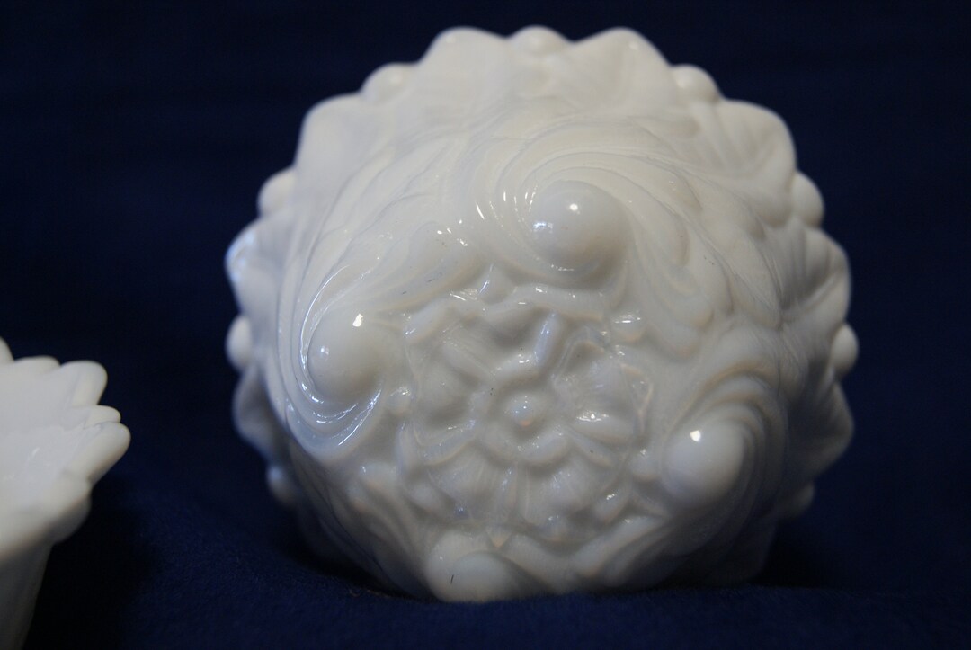 Vintage Wild Rose Indiana Glass White Milk Glass Footed - Etsy