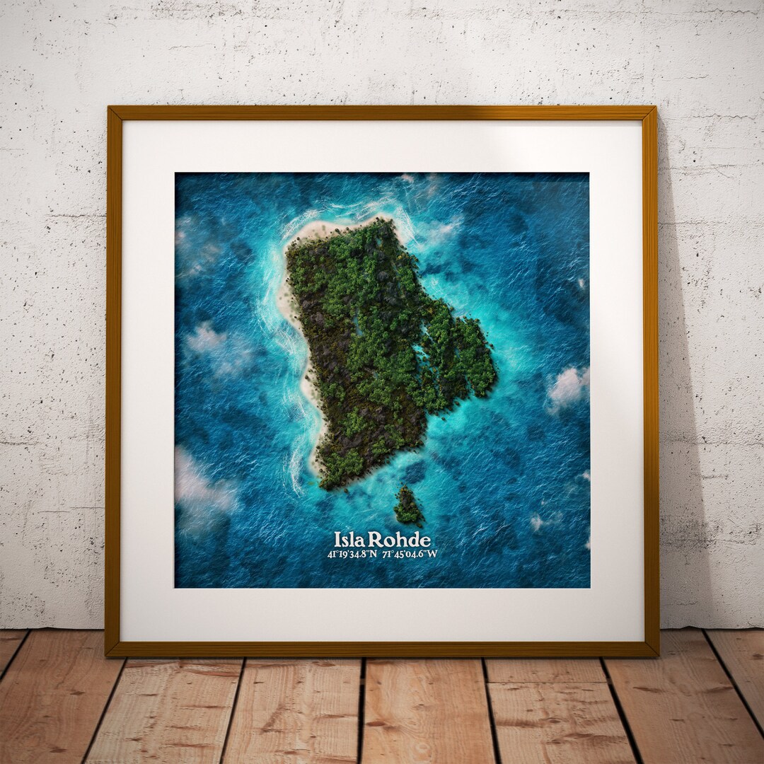 Rhode Island State as an Island Print (isla Rohde). Novelty Art ...
