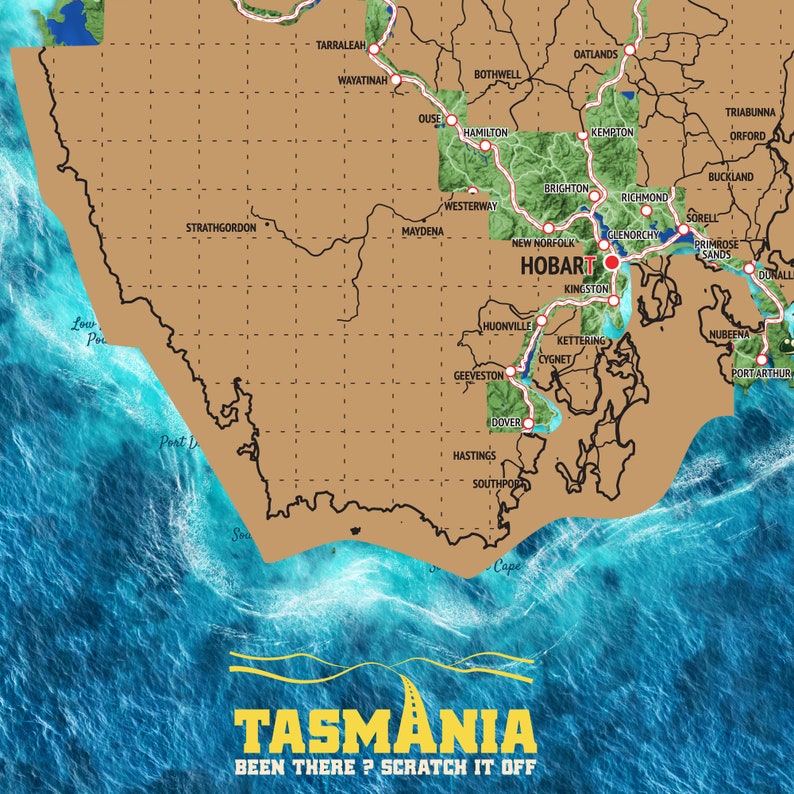 Tasmania Scratch off Map: Travel Poster, Find the Lizards - Etsy Australia