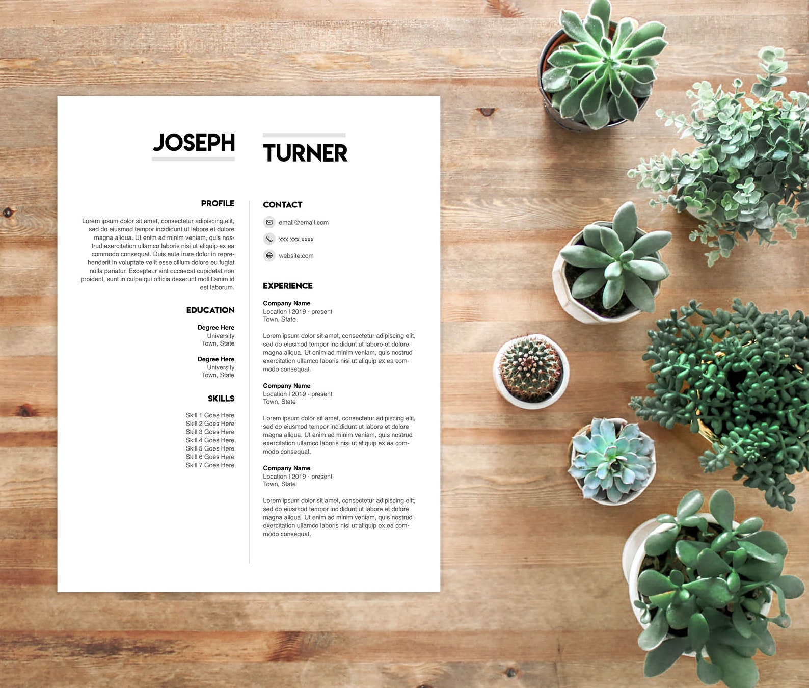Modern Resume Template Simple / Minimal Minimalist for Mac - Etsy