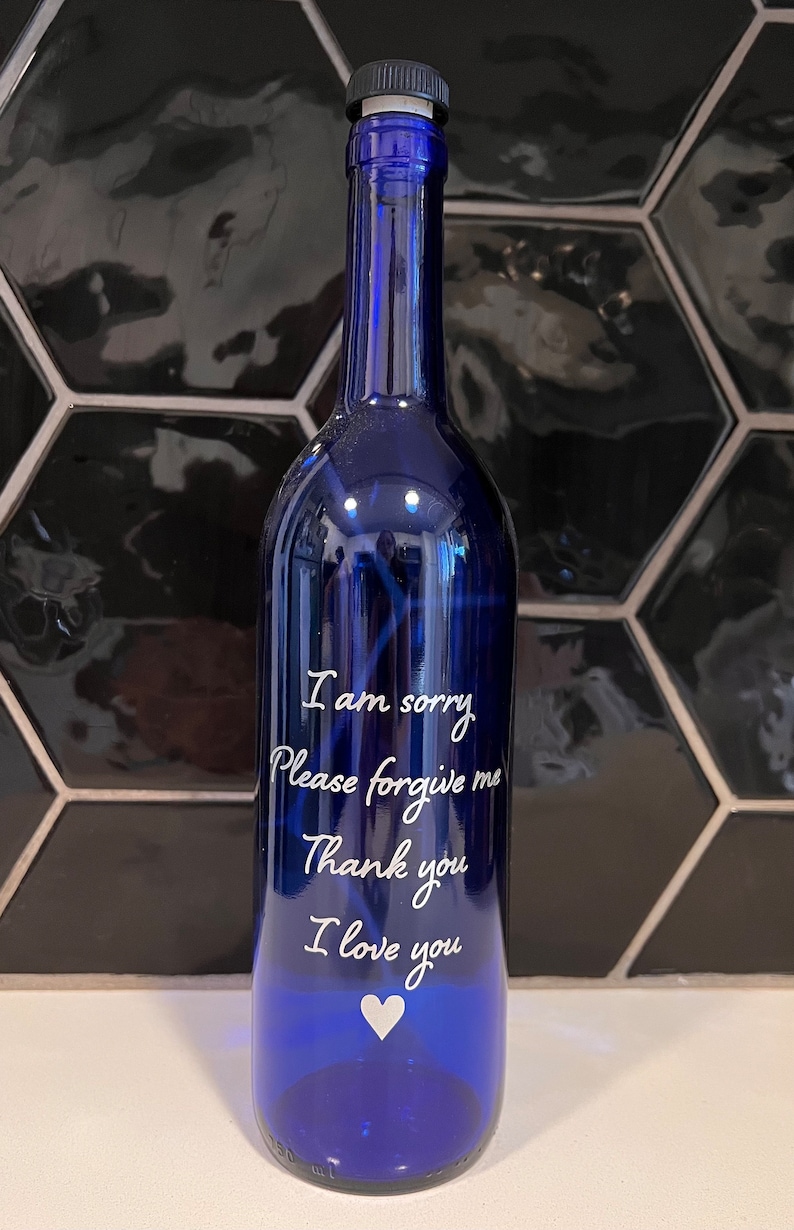 Ho'oponopono Blue Solar Bottle + Prayer - Etsy