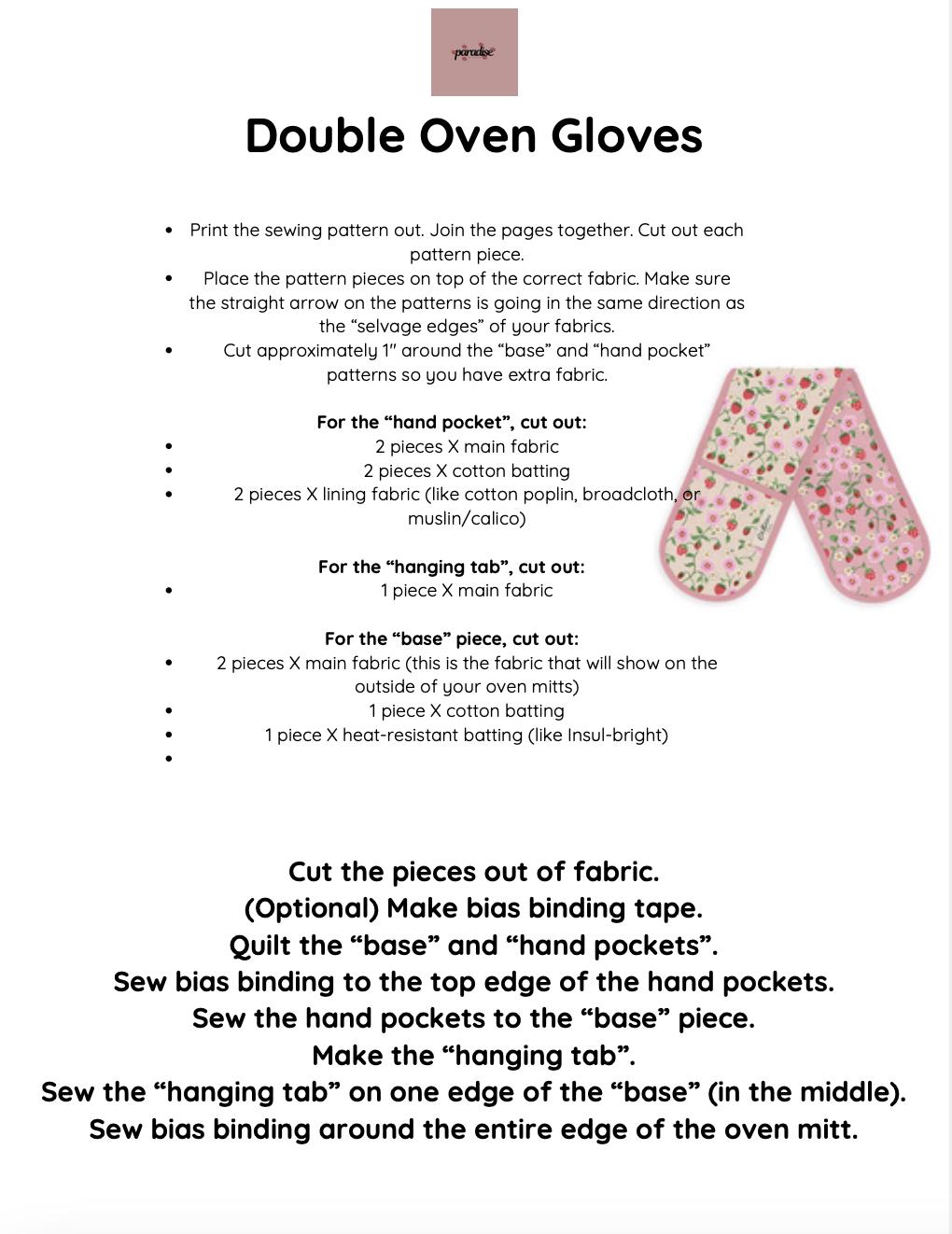 Double Oven Mittens Pattern PDF | Print at Home | Instant Download - Etsy