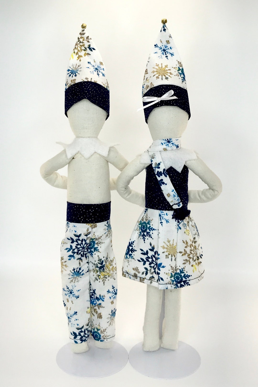 Blue & Gold Snowflakes Elf Outfit, Christmas Elf Clothes, Shelf-sitter ...