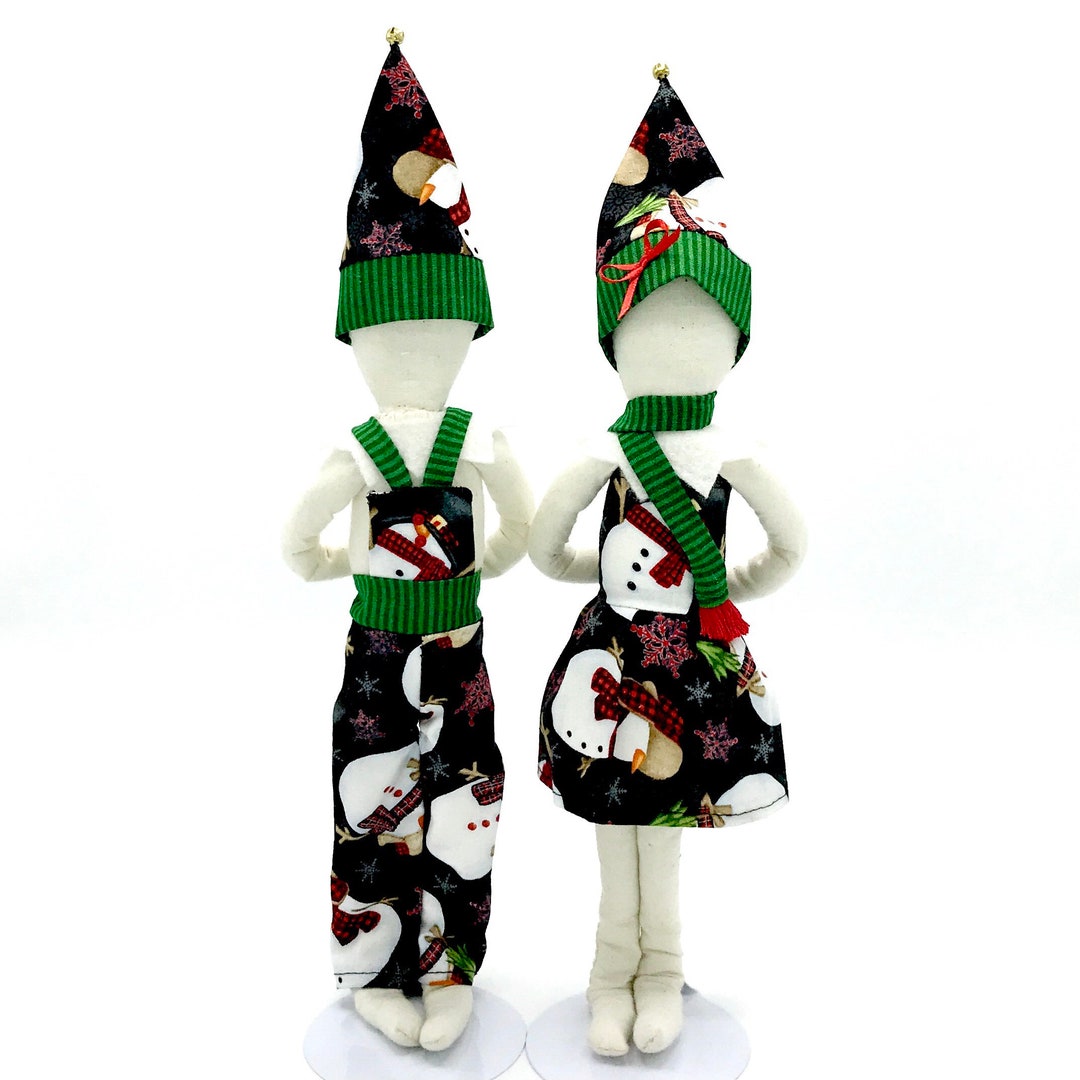 Buffalo Plaid Snowmen Outfit, Christmas Elf Clothes, Shelf-sitter/knee ...