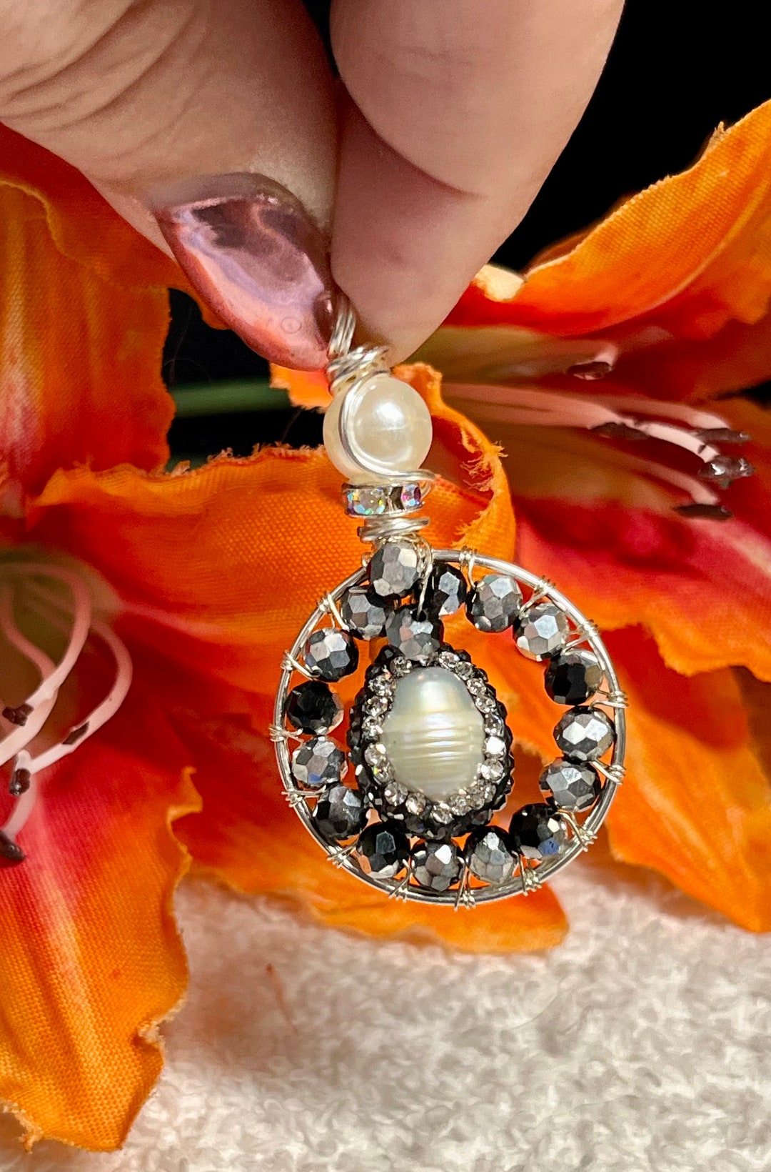 Cute and Fun Freshwater Baroque Pearl Pendant/charm Necklace/black ...
