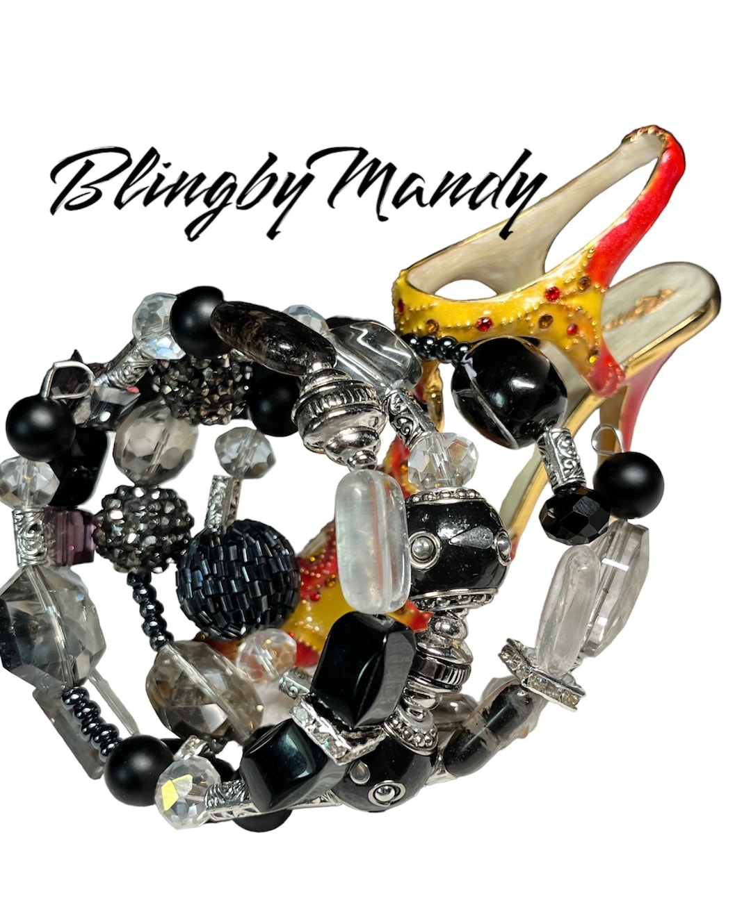 Bold and Chunky Memory Wire Bracelet-handmade, Black Stunner, Upcycled ...