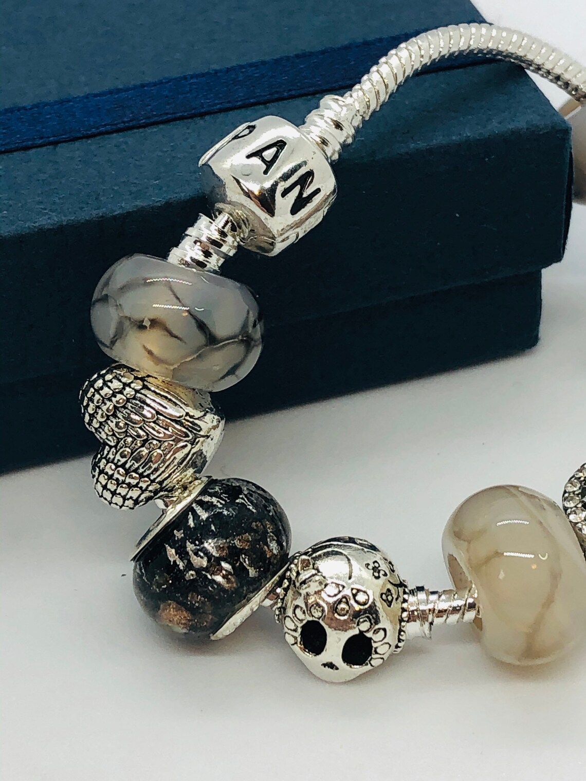 Pandora like bracelet SKULLS GOTH unique and interesting for | Etsy