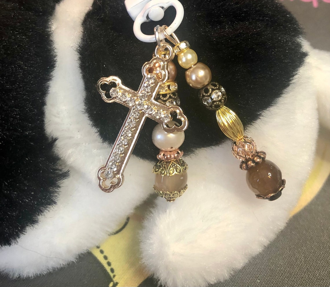 GOLD CROSS Key fob/keychain for phone and can decorate your | Etsy