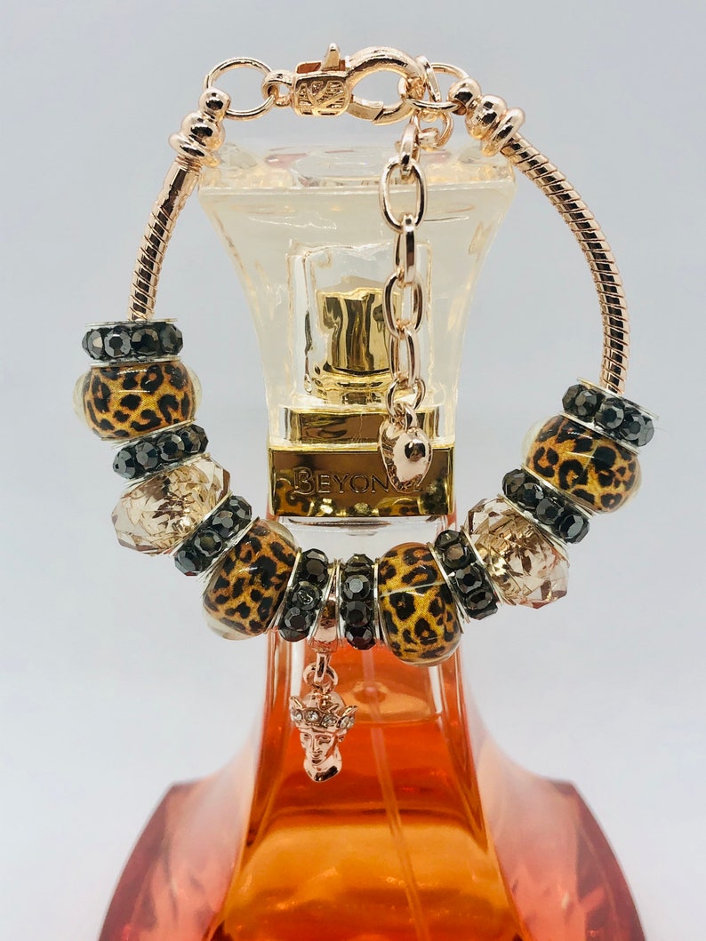 Charm Bracelet Pandora Like. Dangle ROSE GOLD Lady Liberty Head/leopard ...