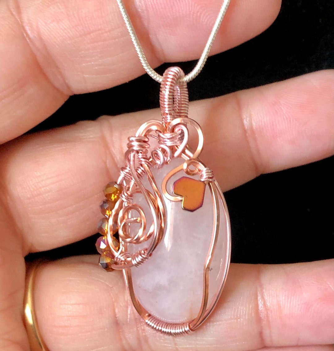 Pretty Natural Gemstone GENUINE ROSE QUARTZ Pendant, Unique, Original ...