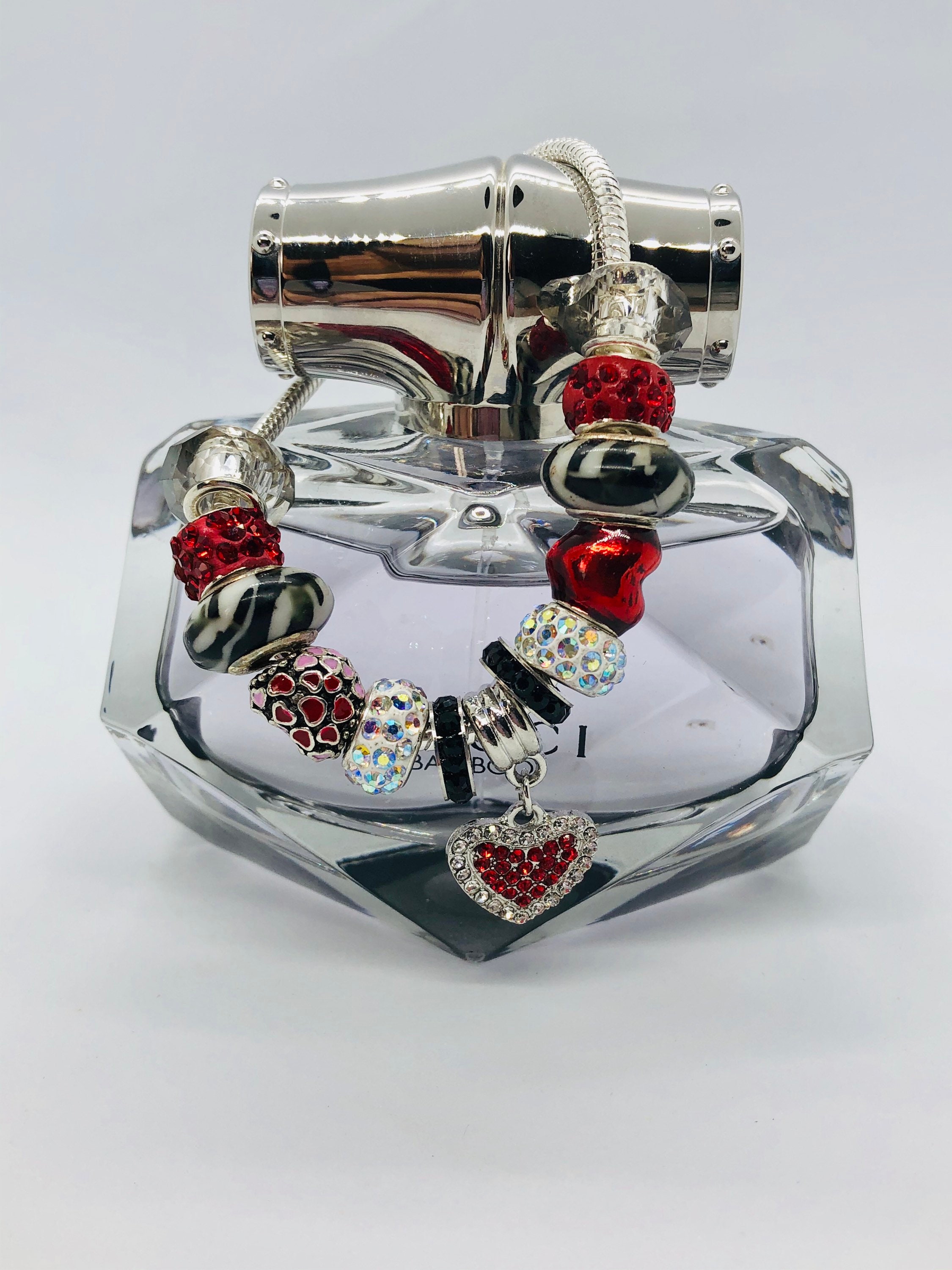 Bold RED HEART Pandora Like Charm Bracelet Gorgeous Romantic - Etsy UK