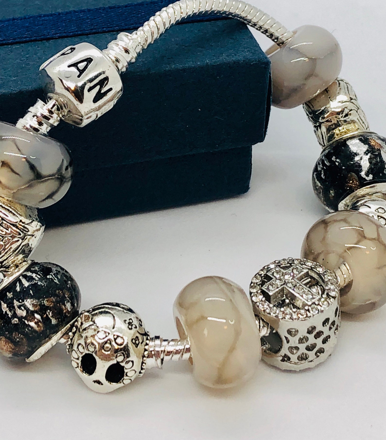 Pandora like bracelet SKULLS GOTH unique and interesting for | Etsy