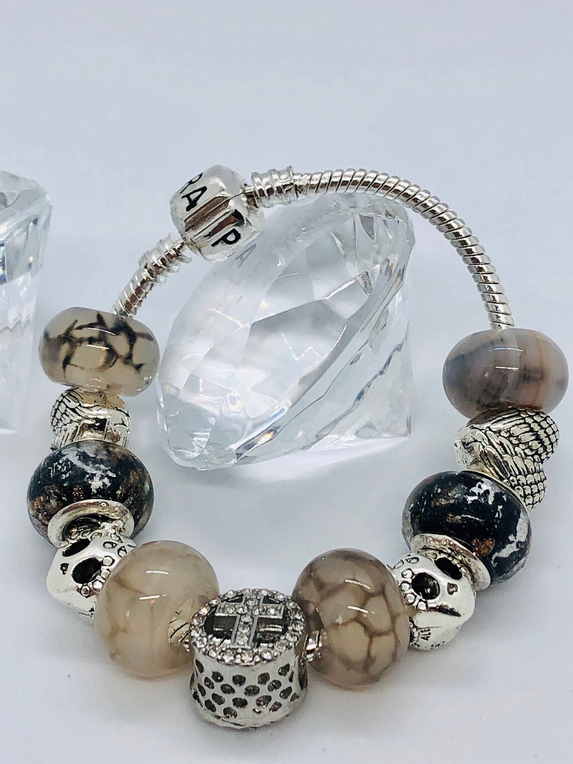 Pandora like bracelet SKULLS GOTH unique and interesting for | Etsy