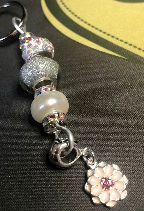 PANDORA Inspired Dahlia/floral Key Fob/keychain. Purse Bling - Etsy