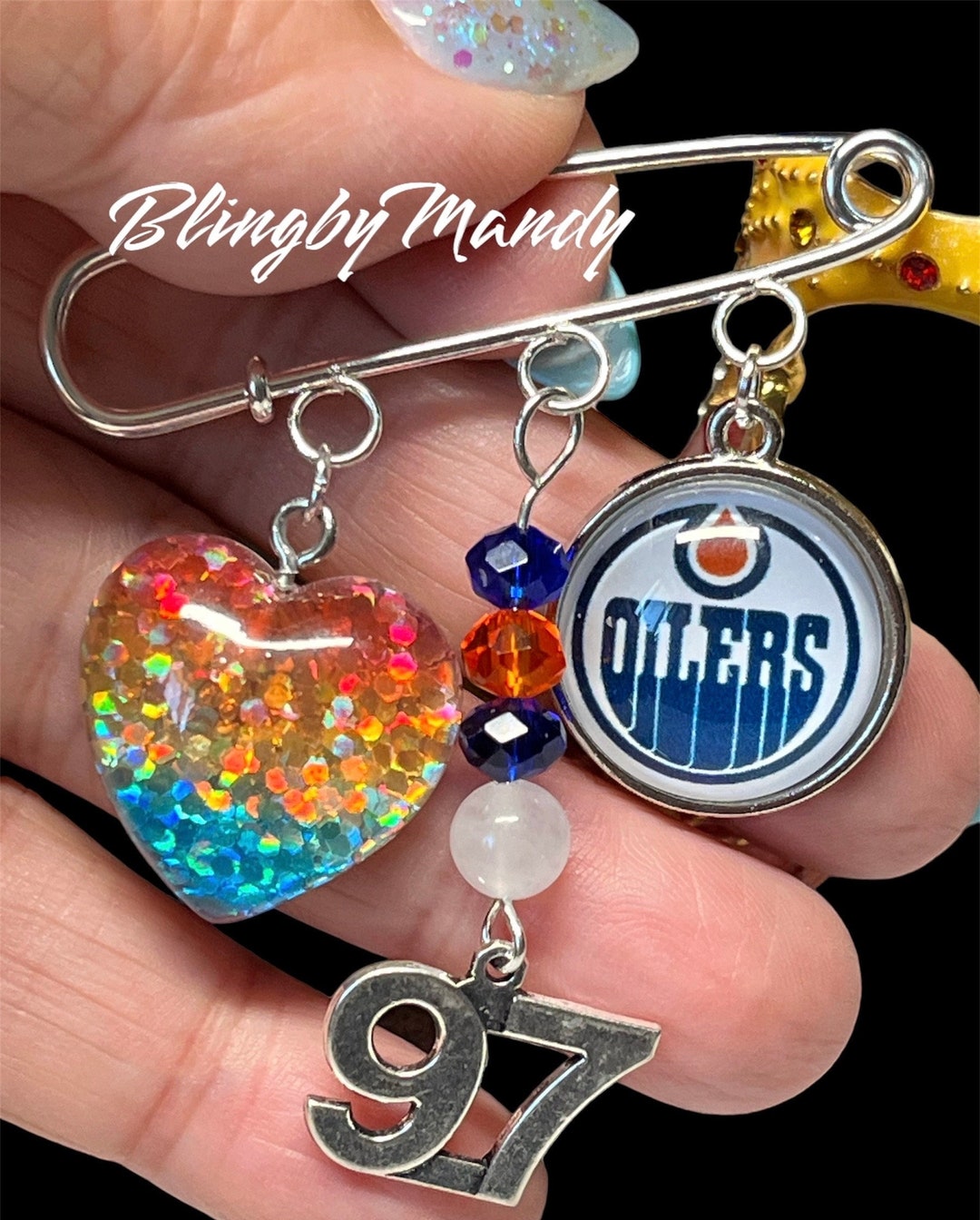Edmonton Oilers # 97 Connor Mcdavid Charm Brooch, Hockey Charms, YEG ...