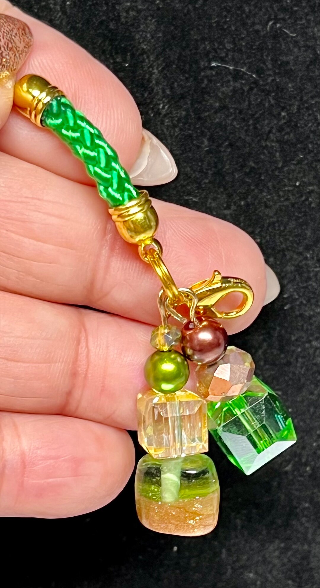 Pretty Green Murano Glass Beaded Key Fob/keychain for Phone and Can ...