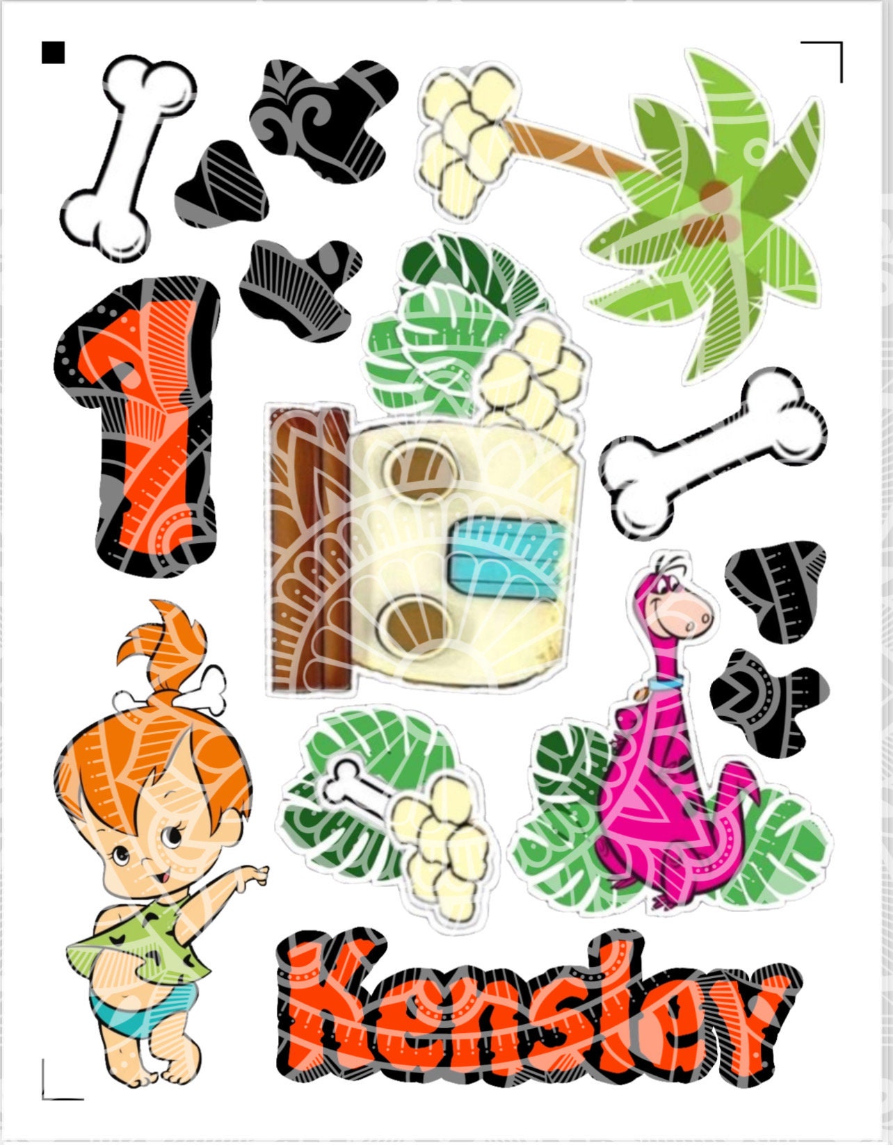 Pebbles Birthday Cake Topper PNG | Caveman Girl Party | Flintstones ...