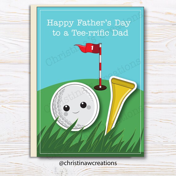 Cute Golf Fathers Day Card Tee-rrific Golf Lover Dad Gift - Etsy