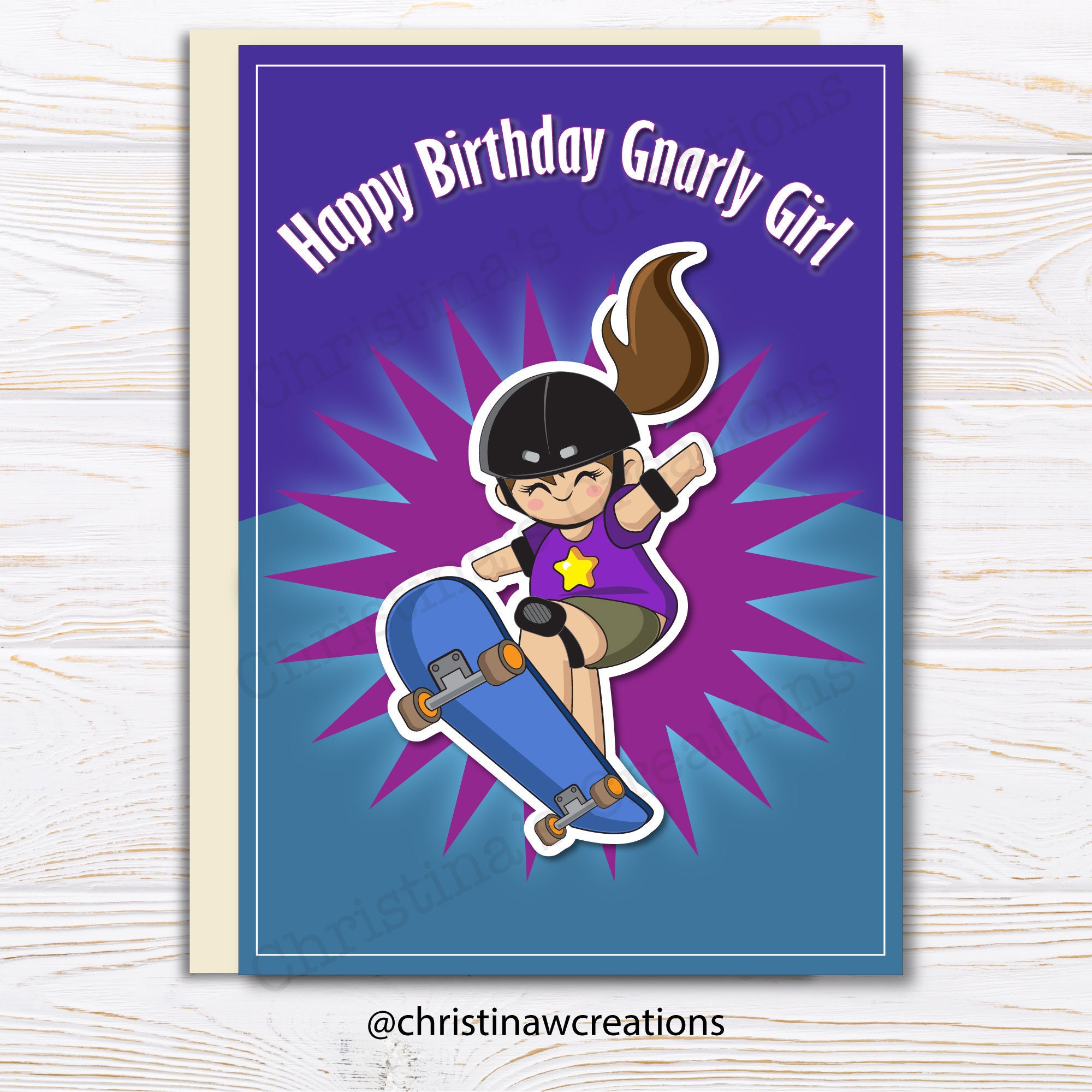 Cute Skateboard Birthday Card Girl Skateboarder Gift - Etsy