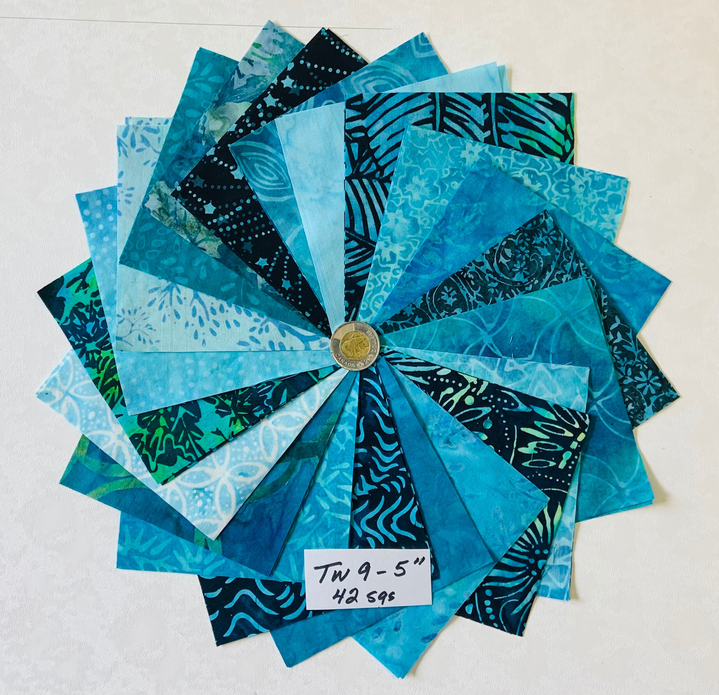 42 5 Batik Charm PRE-SHRUNK Squares Teal Blue Green. TW - Etsy