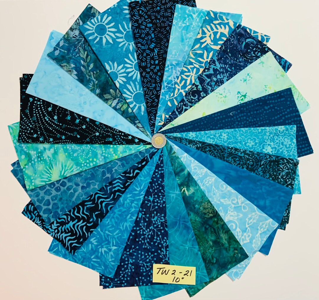 21 10 Batik Layer Cake Squares WASHED PRESHRUNK Blue Green T1 - Etsy