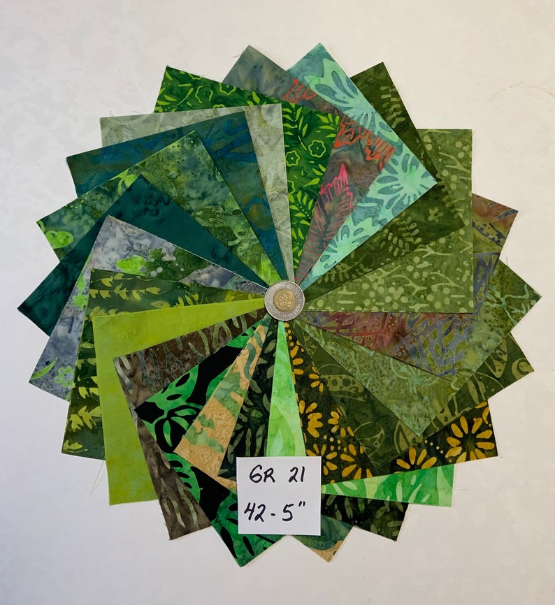 42 5 Batik Layer Cake Squares Green GR 21 - Etsy
