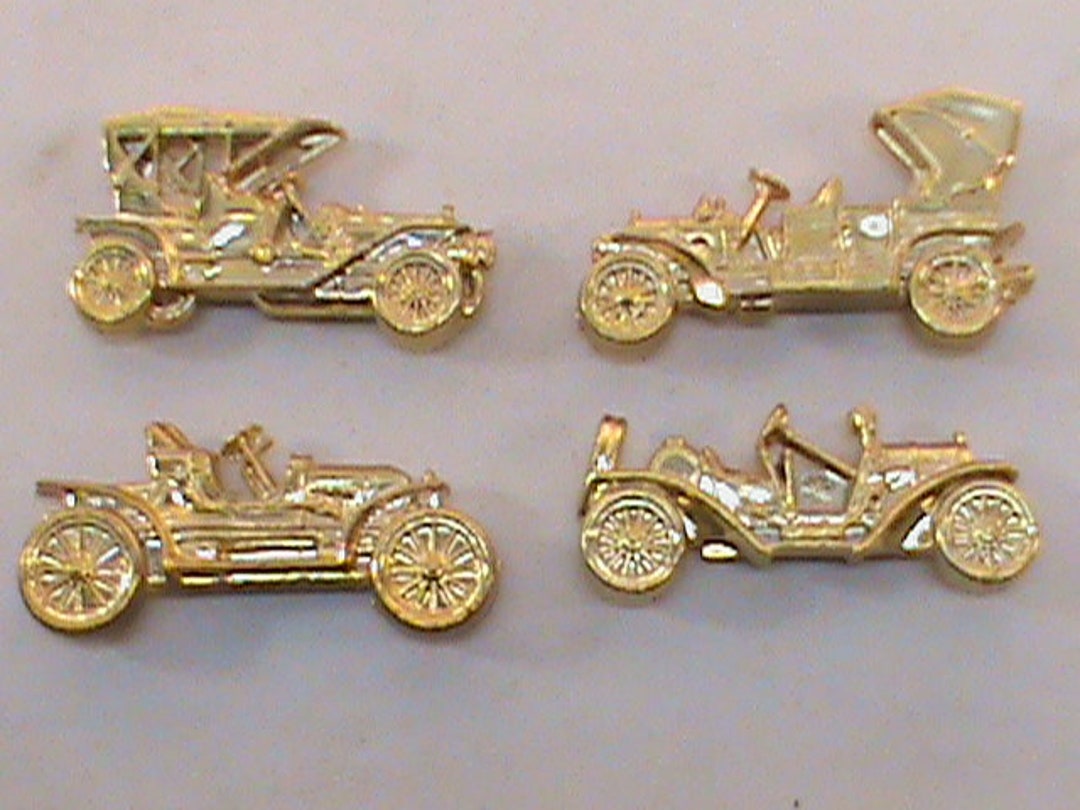 4-vintage Gold Toned Antique Car Refrigerator Magnets - Etsy