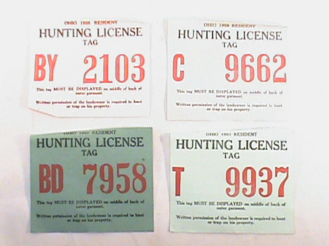 4-vintage Ohio Hunting Licenses 1958, 1959, 1960, 1961 - Etsy