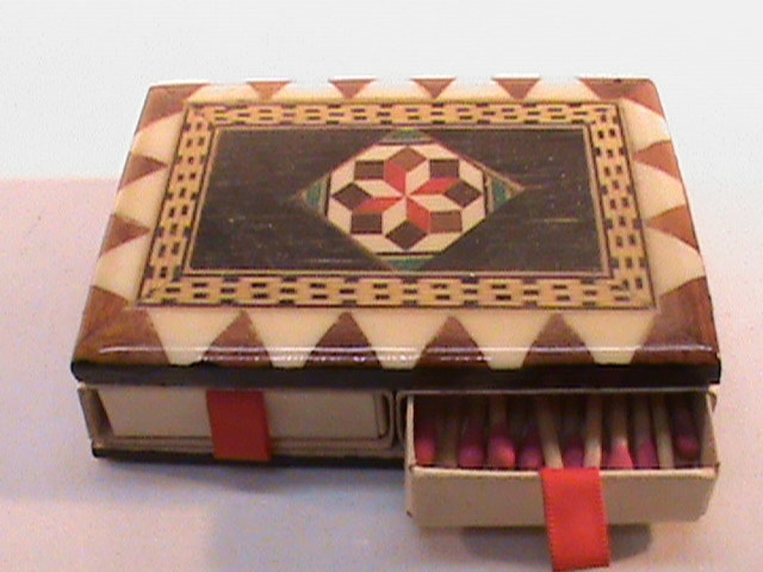 Vintage 2 X 3 Inch Two Matchbook Wooden Box With Intricate Inlays - Etsy