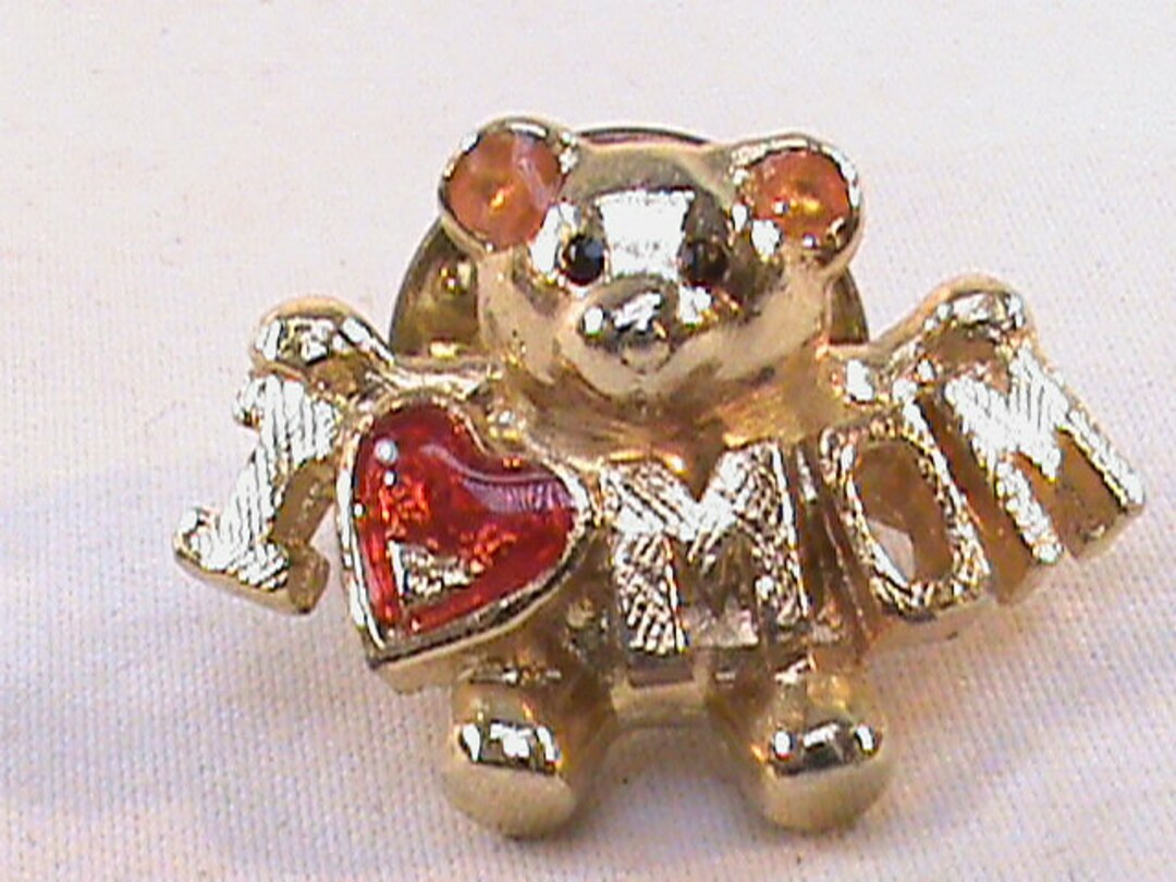 Vintage Jeweled I LOVE MOM Lapel Pin - Etsy