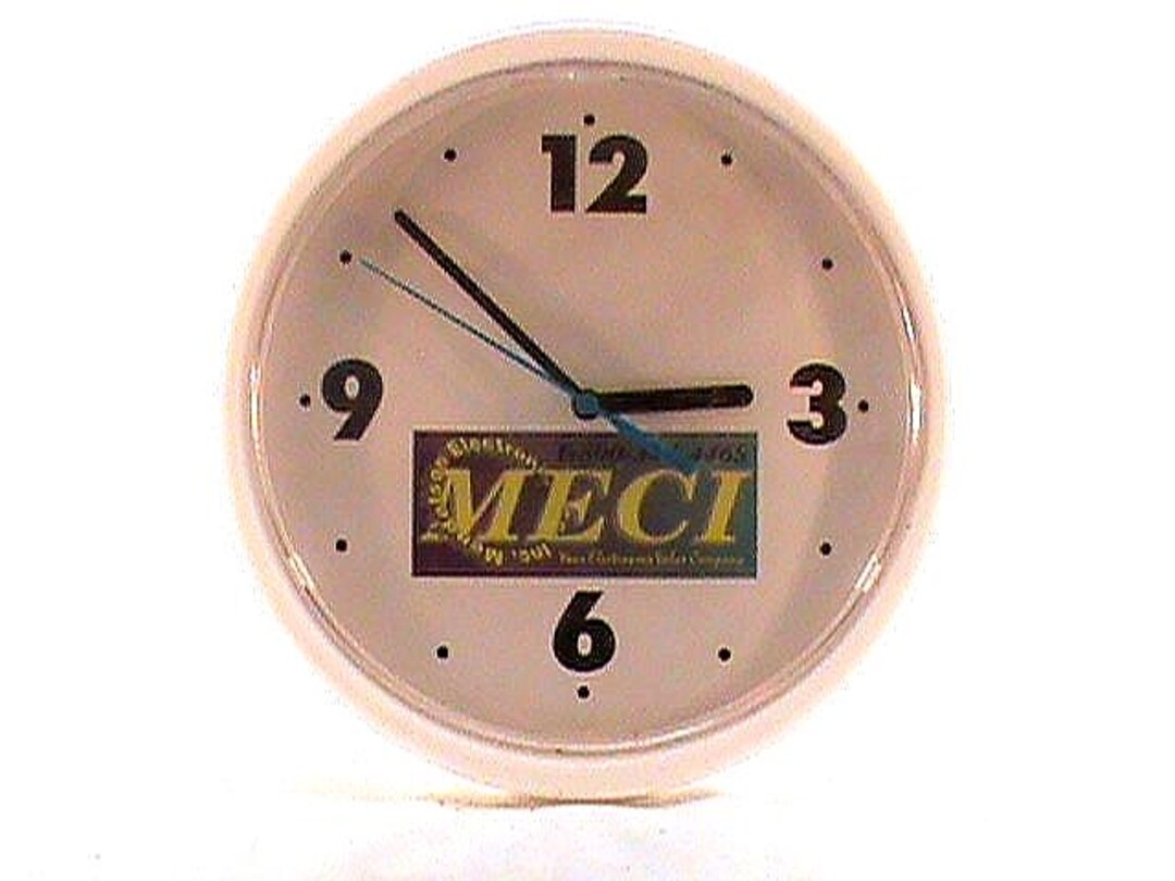 Vintage 10 Inch Advertising Working Clock MECI Mendelson Electronics ...