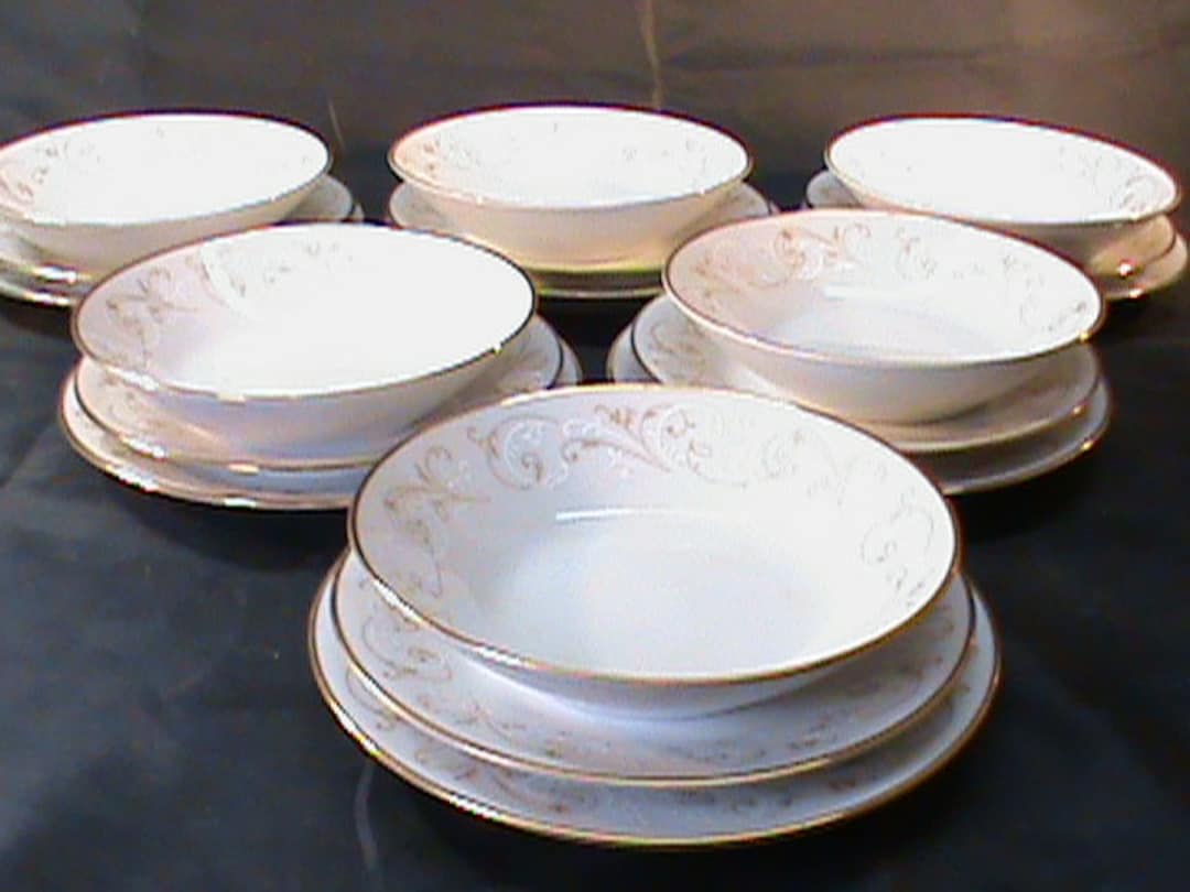 Vintage NORITAKE Duetto 6610 Gold Trim Bone White China 6-bowls 6 ...