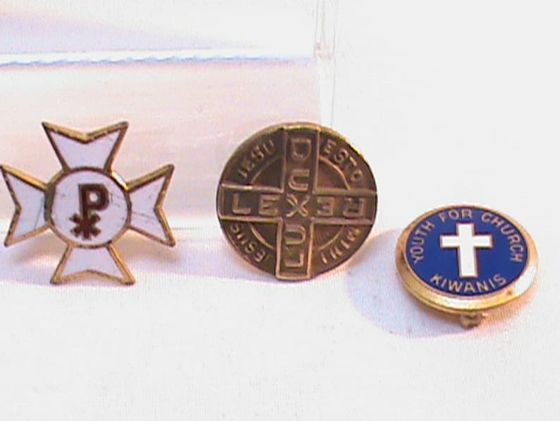 3-vintage Religious Lapel Pins Youth for Church Kiwanis 1/20 10k Gold ...