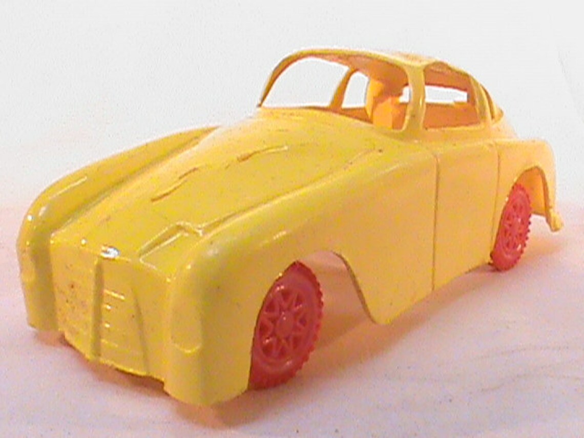 2 Vintage Yellow Plastic Hard Shell Toy Cars With Red Wheels | Etsy