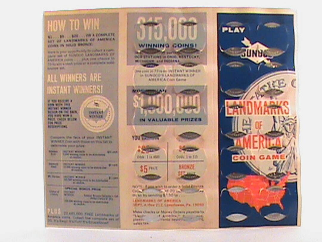 Vintage 1969 Completed SUNOCO Landmarks of America Coin Game - Etsy